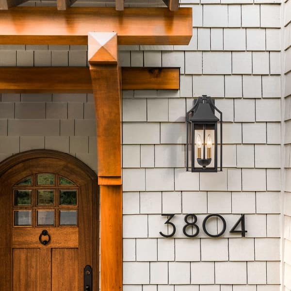 2-Light Large Outdoor Pyramid Matte Exterior Wall Lantern Sconce Light ...