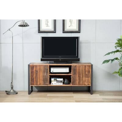 Ruffalo Urban Rustic Wood and Metal TV Media Console - Overstock - 12650450
