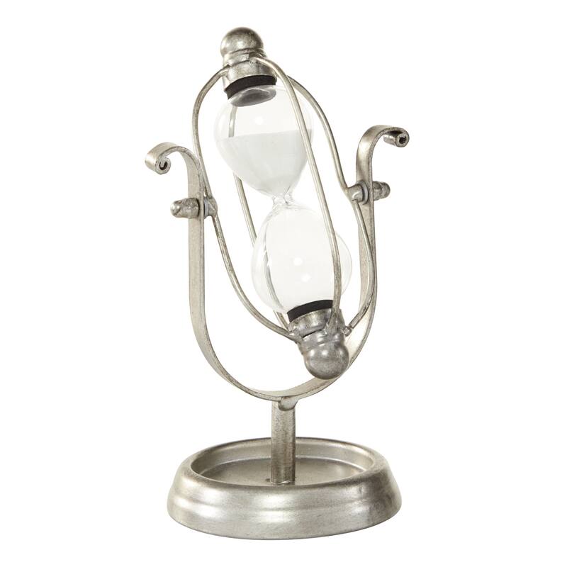 Glass Hourglass Sand Timer with Rotating Stand - Brass, Black, Silver ...