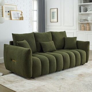 82'' premium teddy velvet oversized cushioned 3-seater sofa - Bed Bath ...