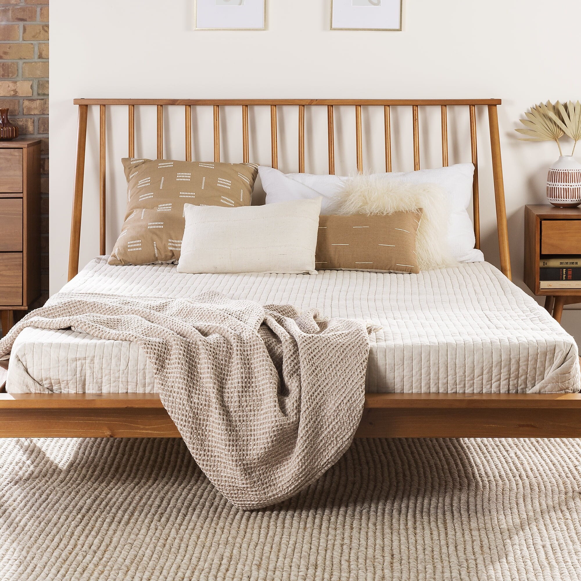 Modern Boho Queen Size Solid Wood Platform Bed Caramel Bed Bath Beyond 37979890