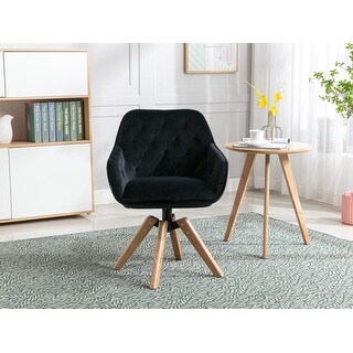Modern Home Office Desk Chair, Solid Wood Tufted Upholstered Computer ...