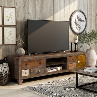 Furniture of America Rudd Solid Wood 73-inch TV Stand with Drawers ...