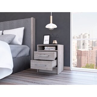Contemporary 2-Drawer 1-Shelf Nightstand, Bed Console Table for Bedroom ...