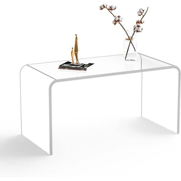 Clear Acrylic Coffee Table, 32"x16"x16", Modern Waterfall Design, 0.6 ...