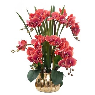 Artificial Orchid Flower Real Touch Faux Orchids in Ceramic Vase Large ...
