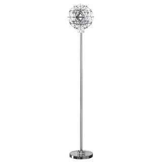 Cue 72 Inch Floor Lamp, Globe Shade, Nickel Metal Frame, Round Base ...