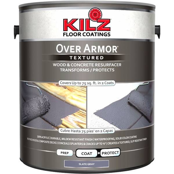 Kilz L395711 Over Armor Textured Exterior Slate Gray Wood & Concrete ...