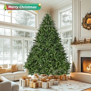 Artsy 9ft Artificial Christmas Tree, Premium Unlit Hinged Full Tree ...