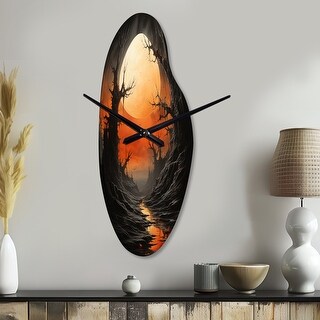 Designart - Moon Ebony Eclipse Silence II - Moon Large Wall Clocks ...