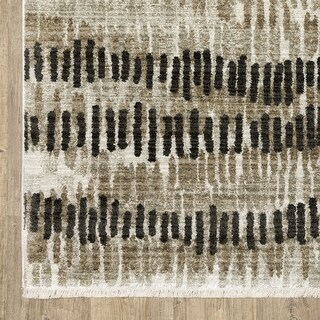 HomeRoots 5' X 8' Beige Ivory Charcoal Brown Tan And Grey Abstract ...