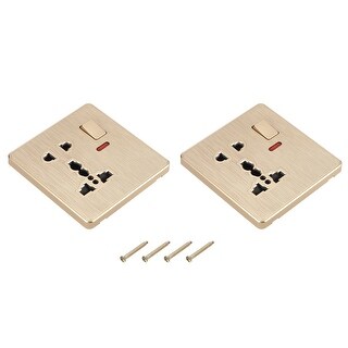 UK US Socket Switched Multi Power Outlet Gold Tone 250V 13A 88mmx86mm ...