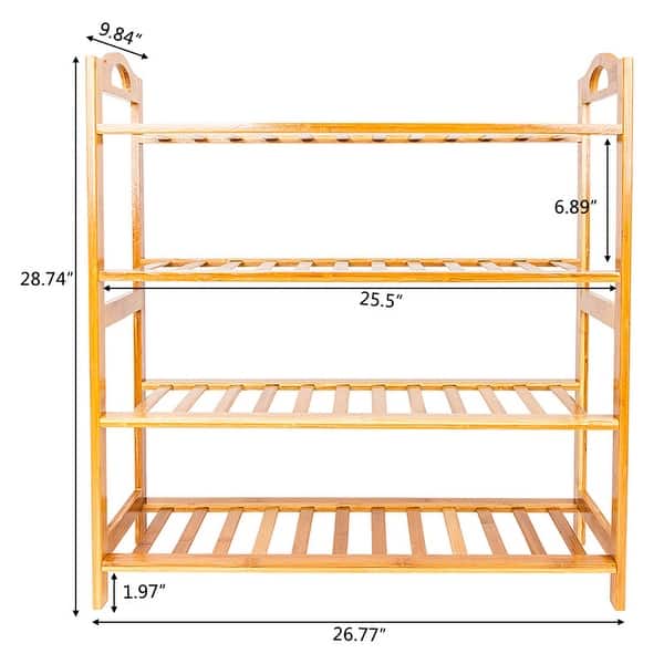 4-Tier Bamboo Shoe Rack Entryway Shoe Shelf Storage Organizer - Bed ...