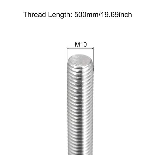 Fully Threaded Rod M10 x 500mm 1.5mm Pitch 304 Stainless Steel Right ...