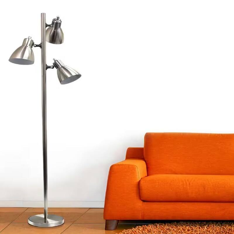 Metal 3-Light Tree Brushed Nickel Floor Lamp - 10" x 64" - Bed Bath ...