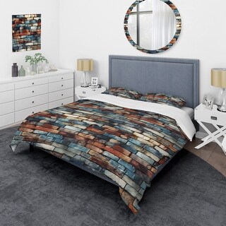 Designart "Brick Wall Elegance I" modern bedding covert set with 2 ...