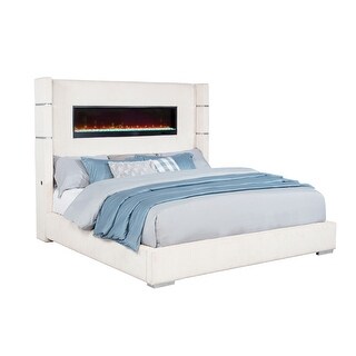 Upholstered Fireplace Bed in Cream - Bed Bath & Beyond - 42695815