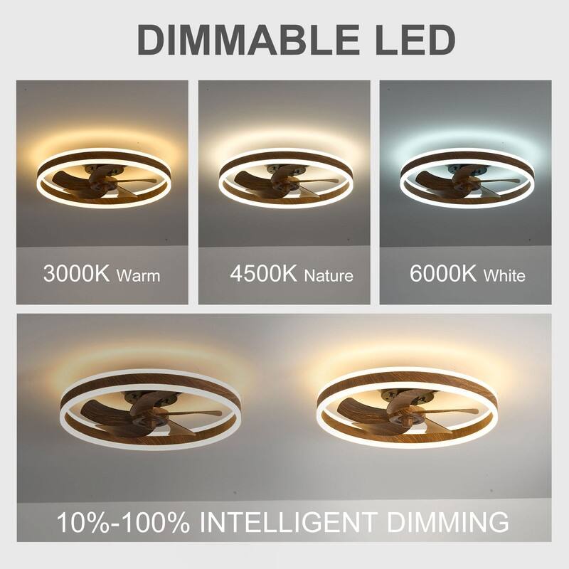 20 in. Indoor Integrated LED Ceiling Fan with Light Flush Mount Low ...