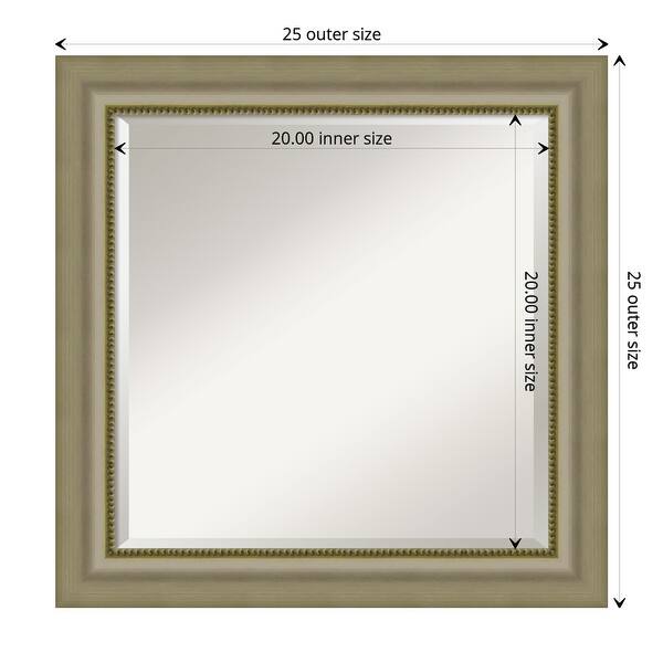 Beveled Wood Wall Mirror - Vegas Silver Frame - Outer Size: 25 x 25 in ...