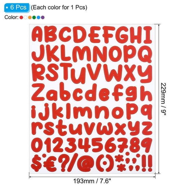 Alphabet Letters Numbers Stickers Set, Self Adhesive Decal, Multicolor ...