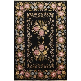 Vegetable Dye Wool/ Silk Floral Aubusson Area Rug Hand-knotted Carpet ...