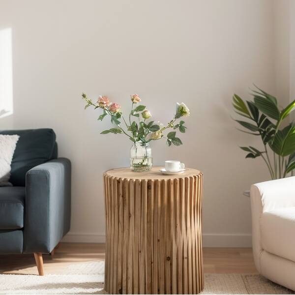 Retro Fashion Style Cylindrical Coffee Table with Vertical Texture ...