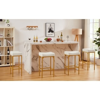 2PC PU Leather Soft Bar Stool Set - Bed Bath & Beyond - 37159525