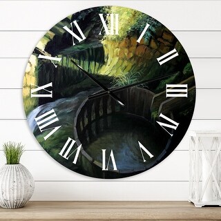 Designart 'Old Watermill In Nature Landscape' Lake House wall clock ...