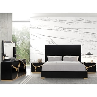 Furniture of America Kismet Modern 5-Piece Black Wood Platform Bedroom ...