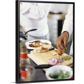 "Mid section view of two chefs cooking food in the kitchen" Black Float ...