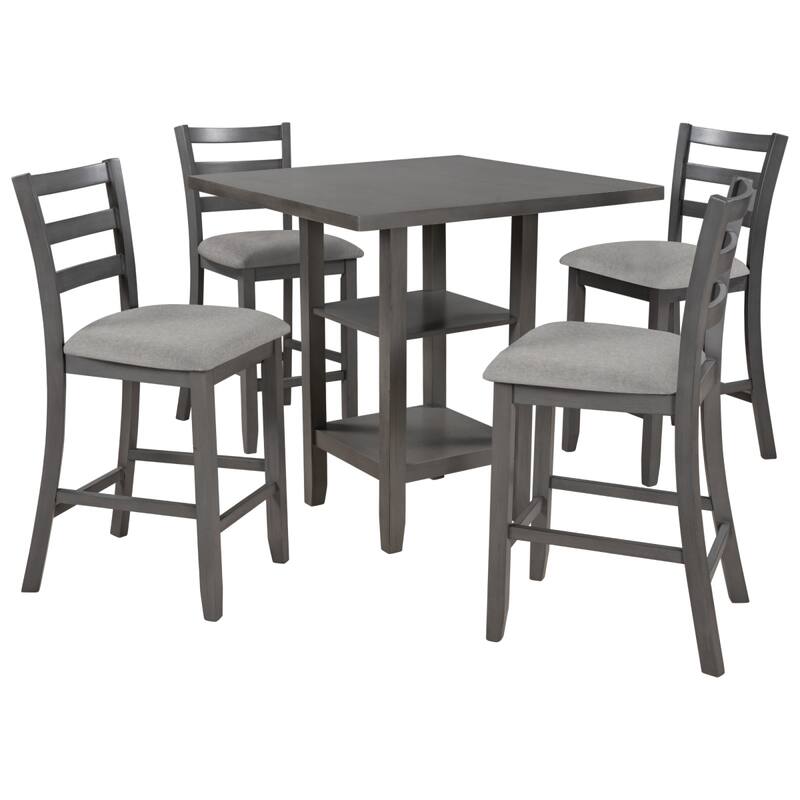 5-Piece Wooden Counter Height Dining Set - Overstock - 36011809