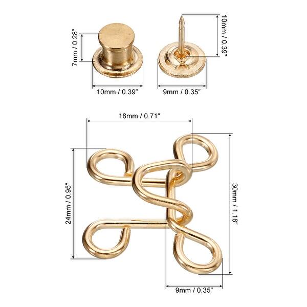 6pcs 27mm Waist Extender Buckle Jeans Button Pins Pants Tightener Gold ...