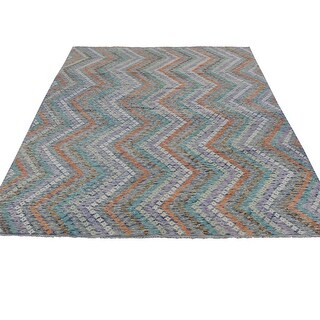 Shahbanu Rugs Colorful, Hand Woven Afghan Maimana Kilim with Zig Zag ...