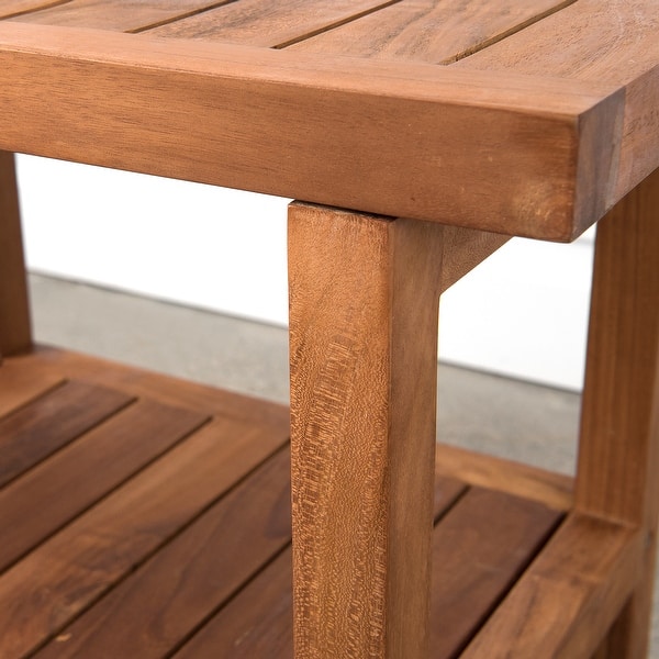 Aurora Home Indonesian Teak Shower Table/Bench - Bed Bath & Beyond ...