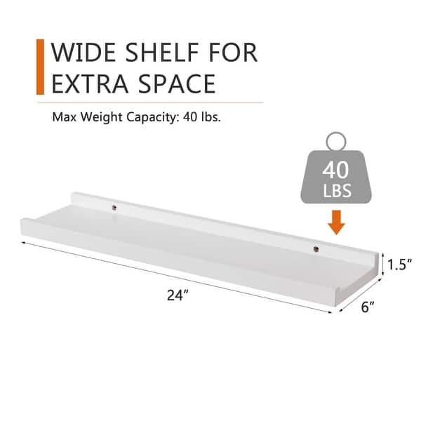 Floating Shelf White Oak Wood Wall Shelves 24 Inch (Upgrade Width 6 ...