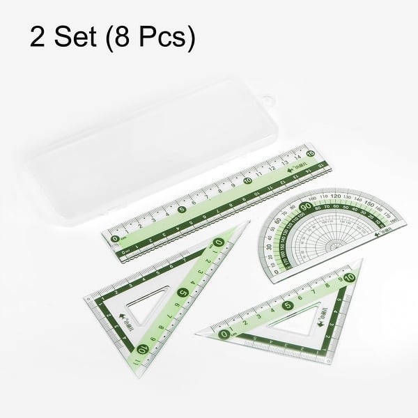 8pcs Ruler Set 15cm Straight Ruler Protractor Triangle with Wavy Line ...