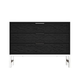 Modern Chest of Drawers Wide Chest with Metal Base Black Dresser - Bed ...