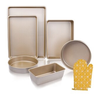 Nonstick Bakeware Sets Textured 6-Piece with Cookie Sheet Set,Round ...