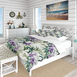Designart "Green Purple Bamboo Serenade Tropical Pattern VI" Purple ...