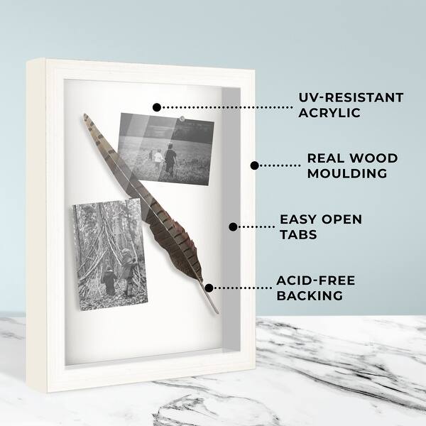 18x7 Shadow Box Frame Silver Real Wood Traditional Shadowbox Display ...