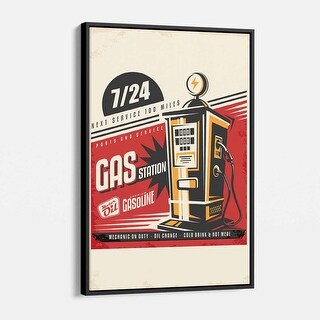 Red Retro Gas Pump Poster Wall Art Canvas 6456 - Bed Bath & Beyond ...