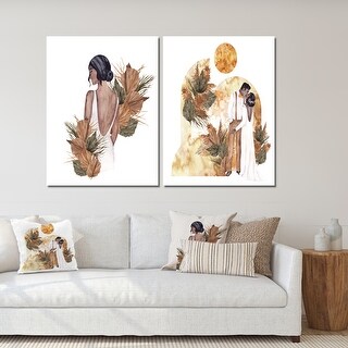 Designart 'Pretty Bride And Flowers' Glam Art Set of 2 Pieces - Bed ...