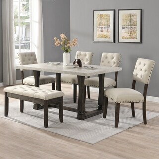 6 Person Dining Table Set,60 inch Kitchen Table Set for 6 People,4 ...
