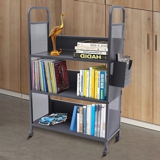 3 Tier Book Storage Wheels Mobile Office Book Storage Shelf - 29" x 13 ...