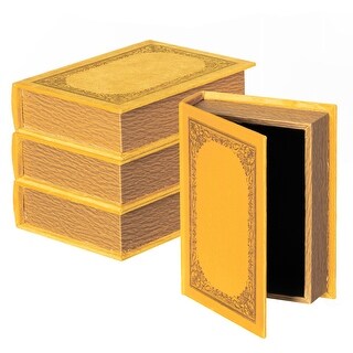 Set of 4 Decorative Vintage Book Shaped Trinket Storage Box, Yellow ...
