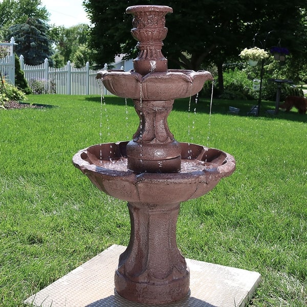 Sunnydaze Goblet 3-Tier Garden Backyard Outdoor Water Fountain - 37 ...
