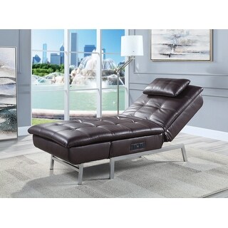 Mid-Century Modern PU Lounge Chais with Power Socket and USB, Indoor ...