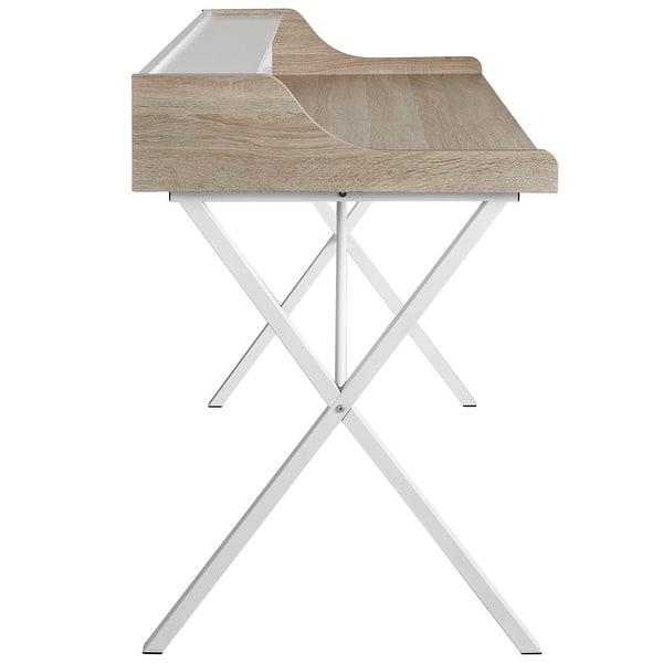Mid-Century Modern Two-Tone Design Home Office Desk with Built-In Hutch ...