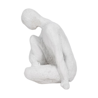 Sagebrook Home 7-Inch White Polyresin Contemplating Figure with Rough ...