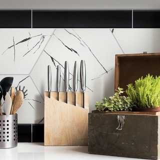 Merola Tile Battiscopa Glossy Black 3-1/8" x 17-3/4" Ceramic Wall Trim ...